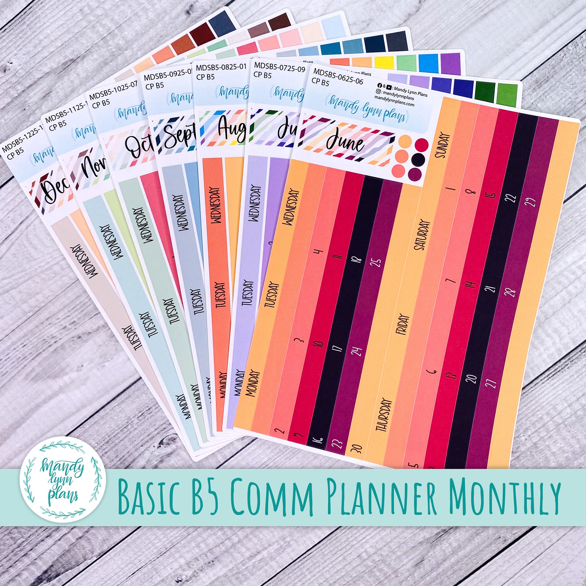 Basic B5 Common Planner Monthly Kits - Monday Start – Mandy Lynn Plans