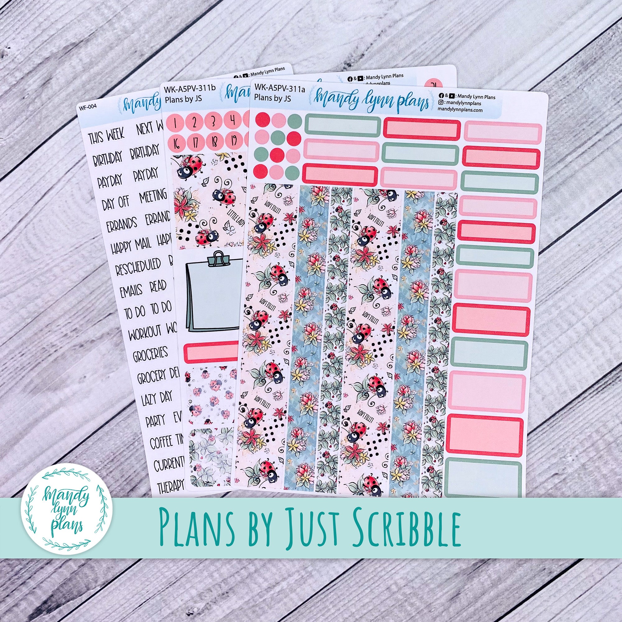 A5 Plans by Just Scribble Weekly Kit || Ladybugs || 311 – Mandy Lynn Plans