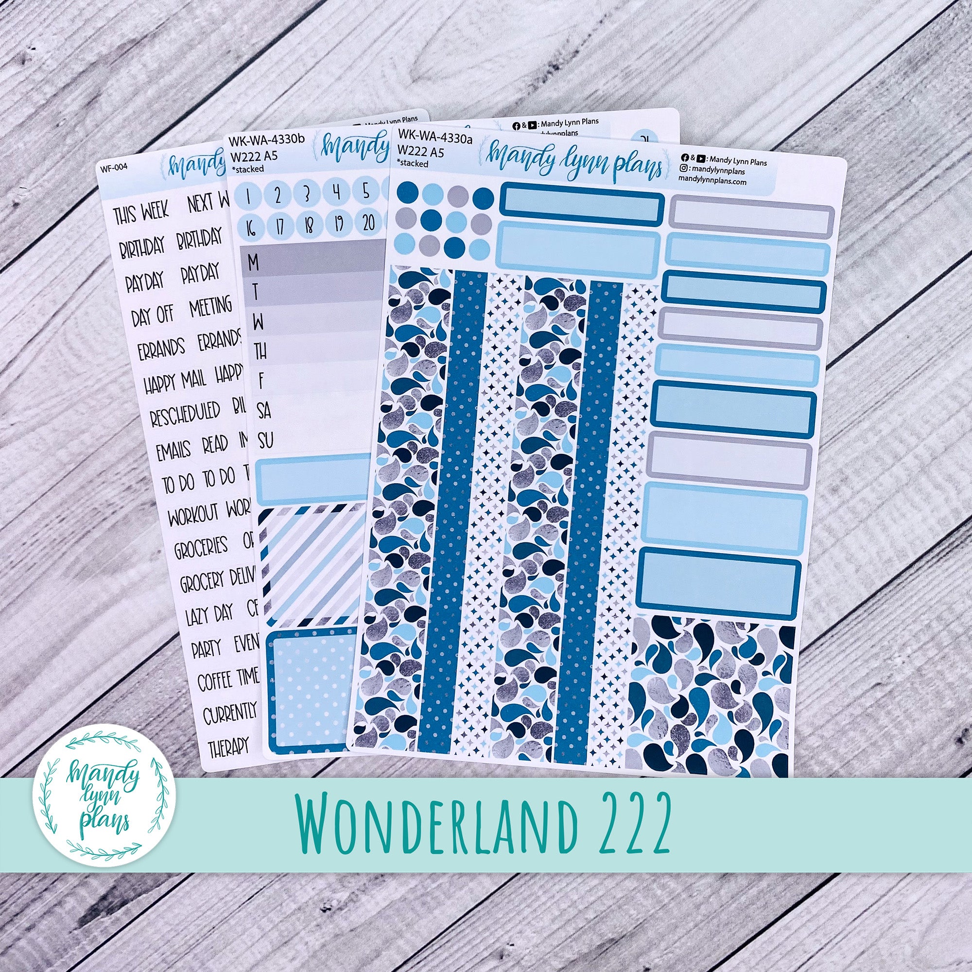 Wonderland 222 Weekly Kit || Teal and Silver || 330 – Mandy Lynn Plans