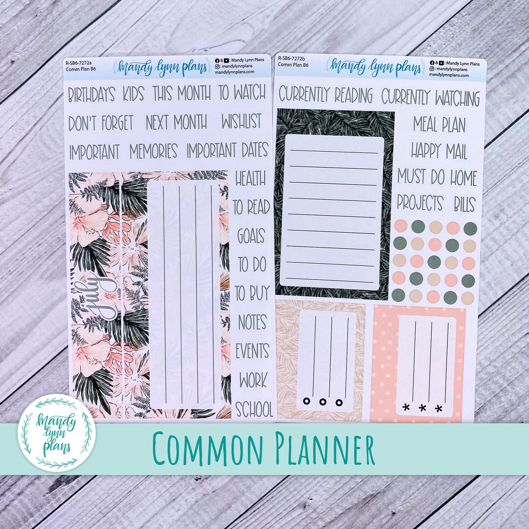July Common Planner Dashboard || Hibiscus Blooms || 272 – Mandy Lynn Plans