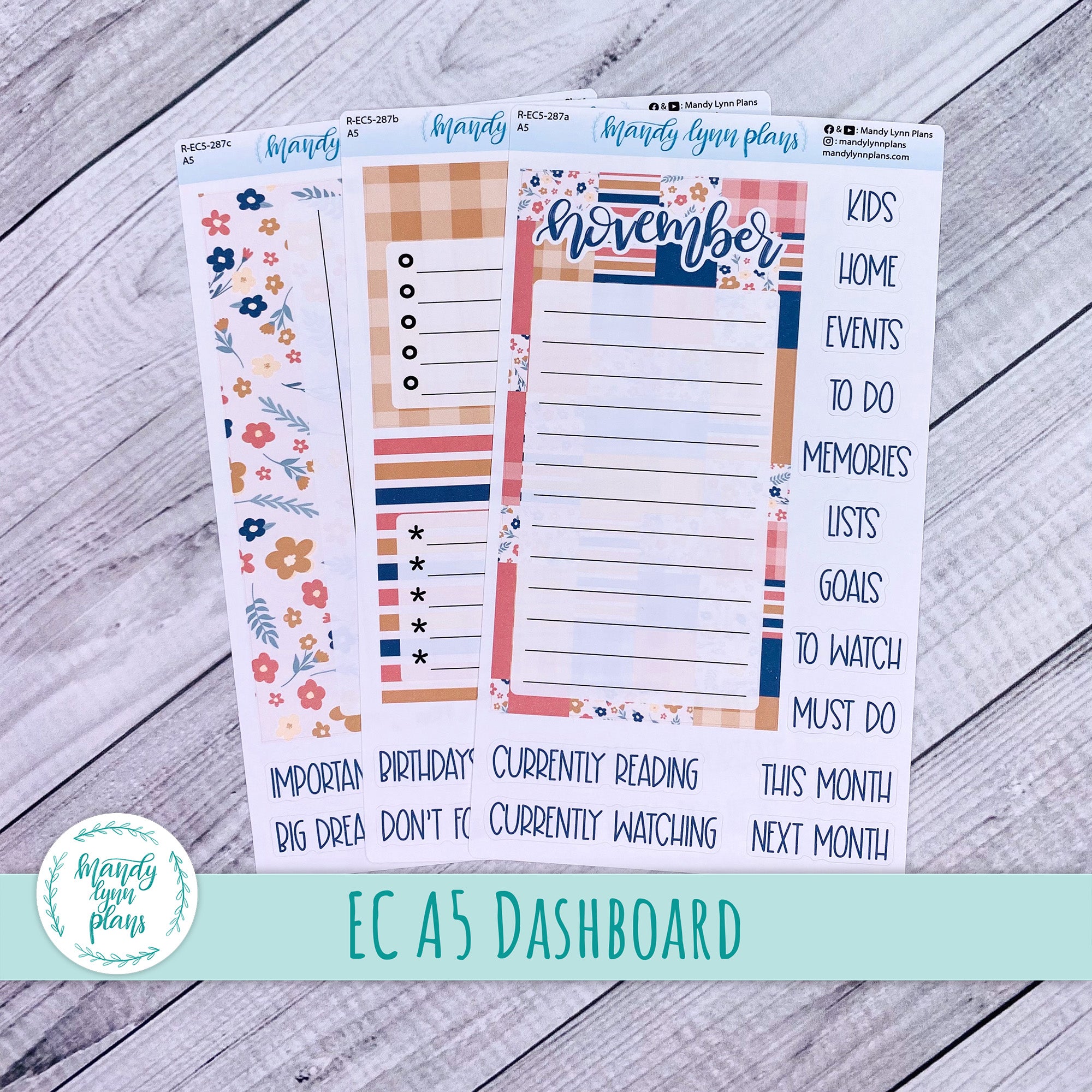 November EC A5 Dashboard Kit || Patchwork Quilt || R-EC5-287 – Mandy Lynn Plans