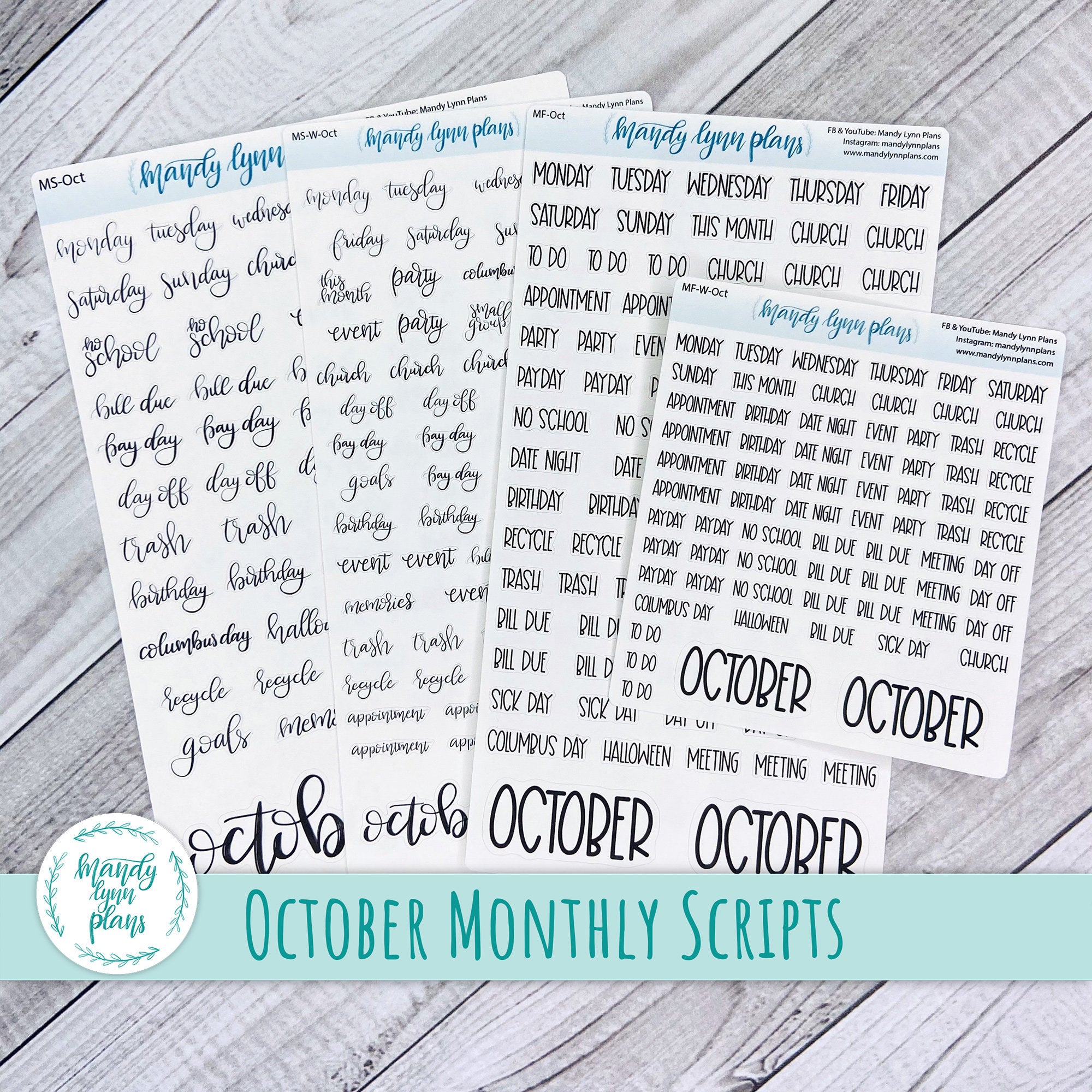 October Monthly Scripts – Mandy Lynn Plans