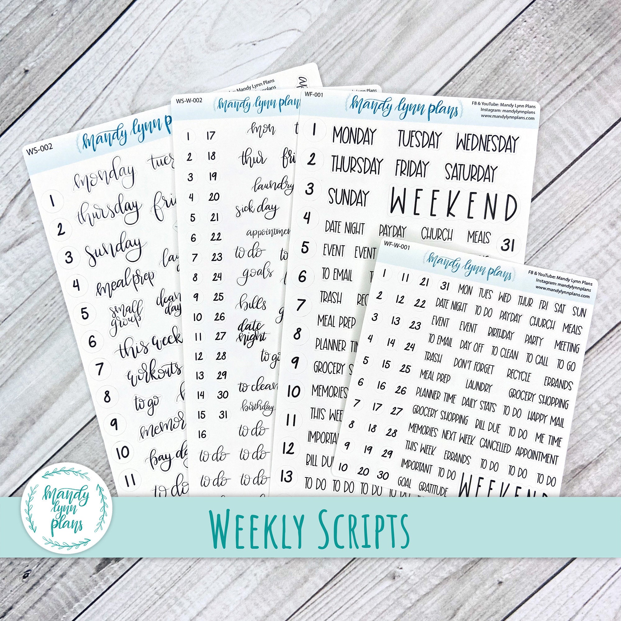 Weekly Script Sheet – Mandy Lynn Plans