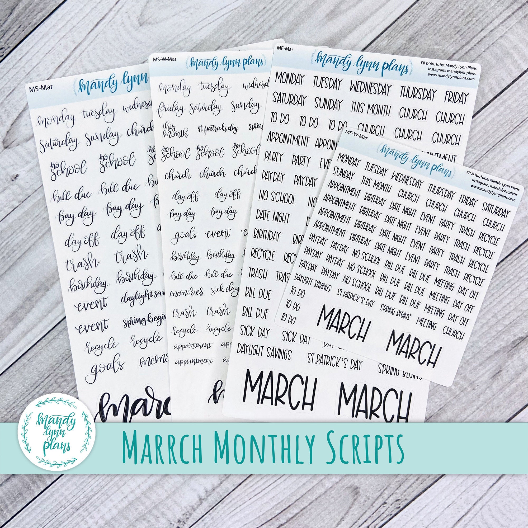 March Monthly Scripts – Mandy Lynn Plans