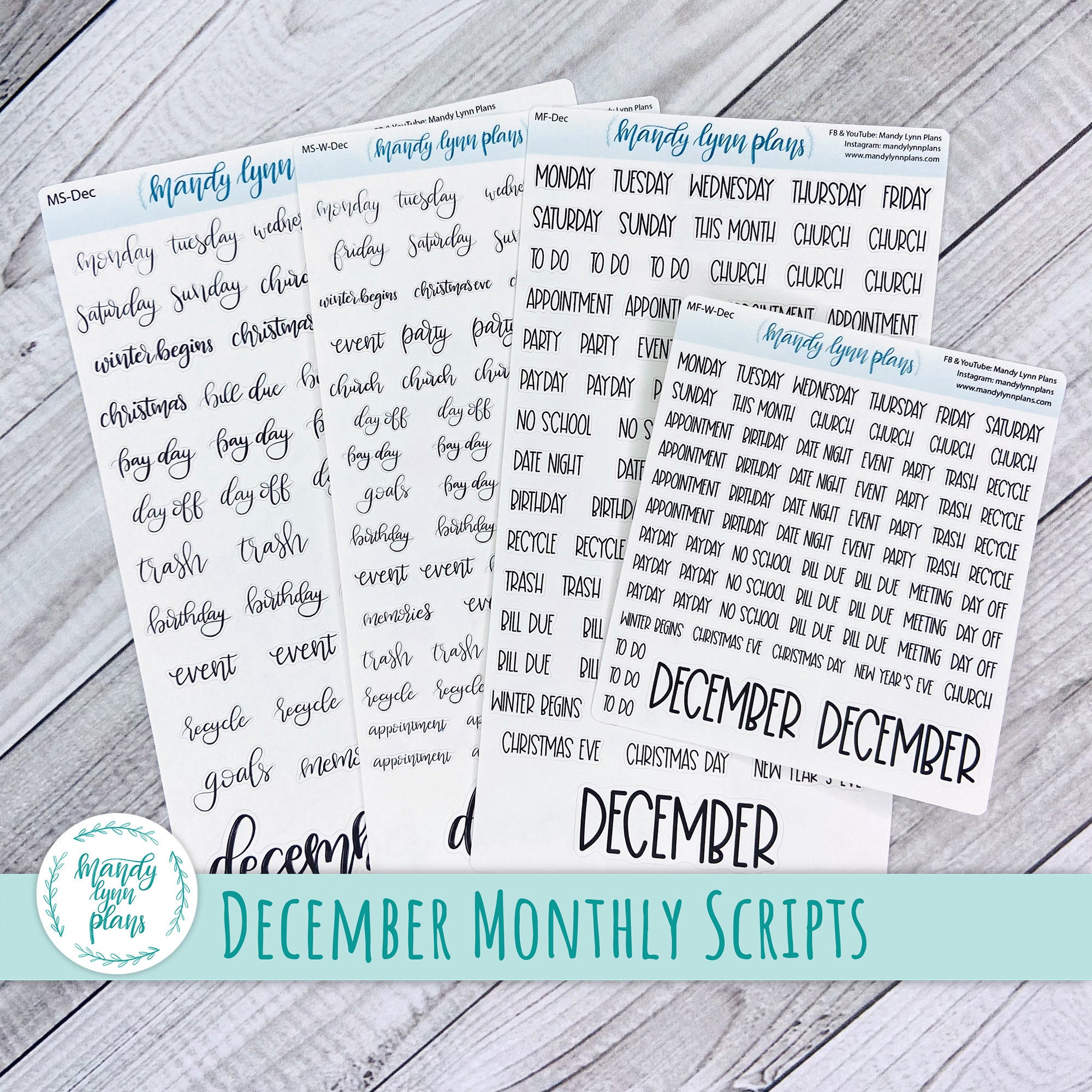 December Monthly Scripts – Mandy Lynn Plans