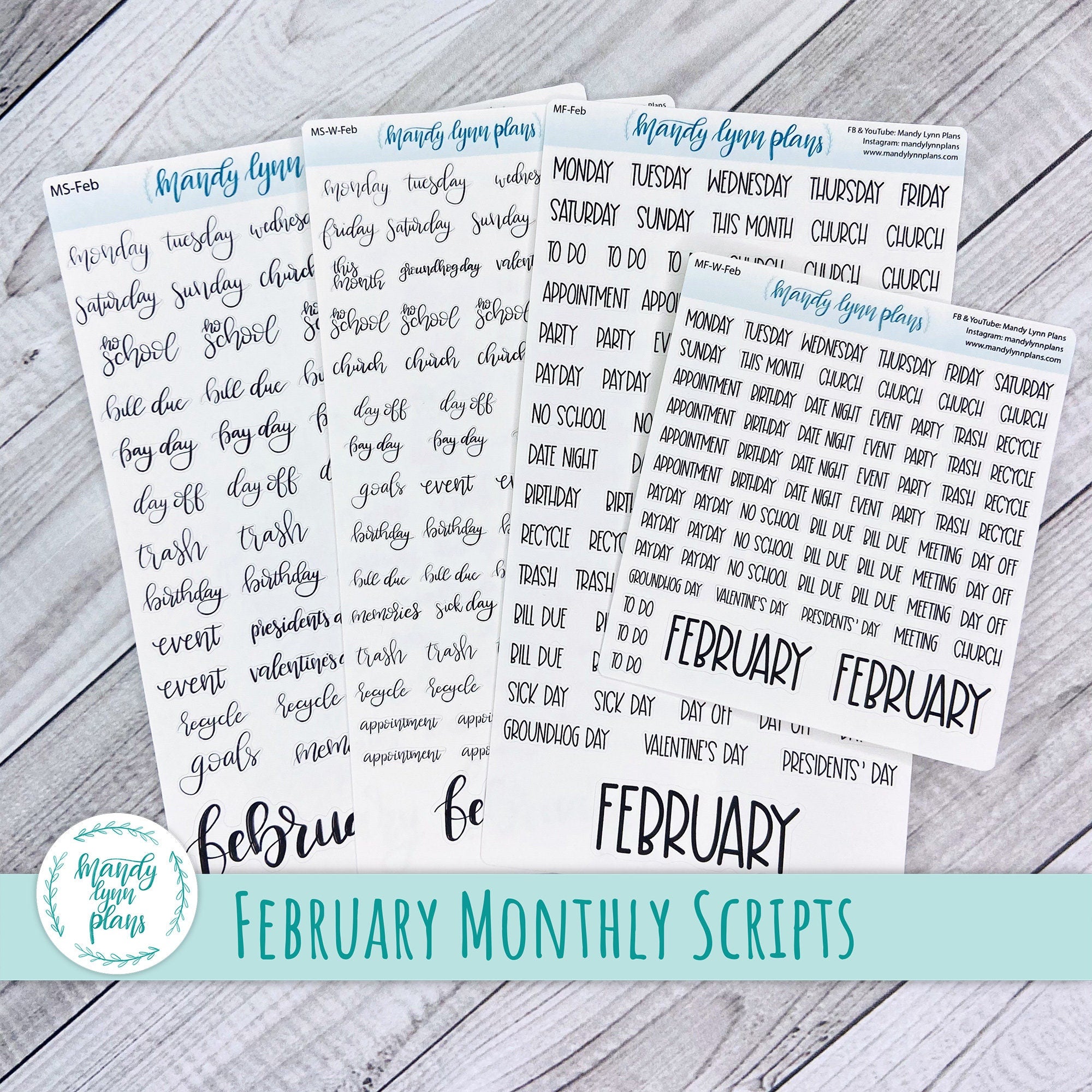 February Monthly Scripts – Mandy Lynn Plans