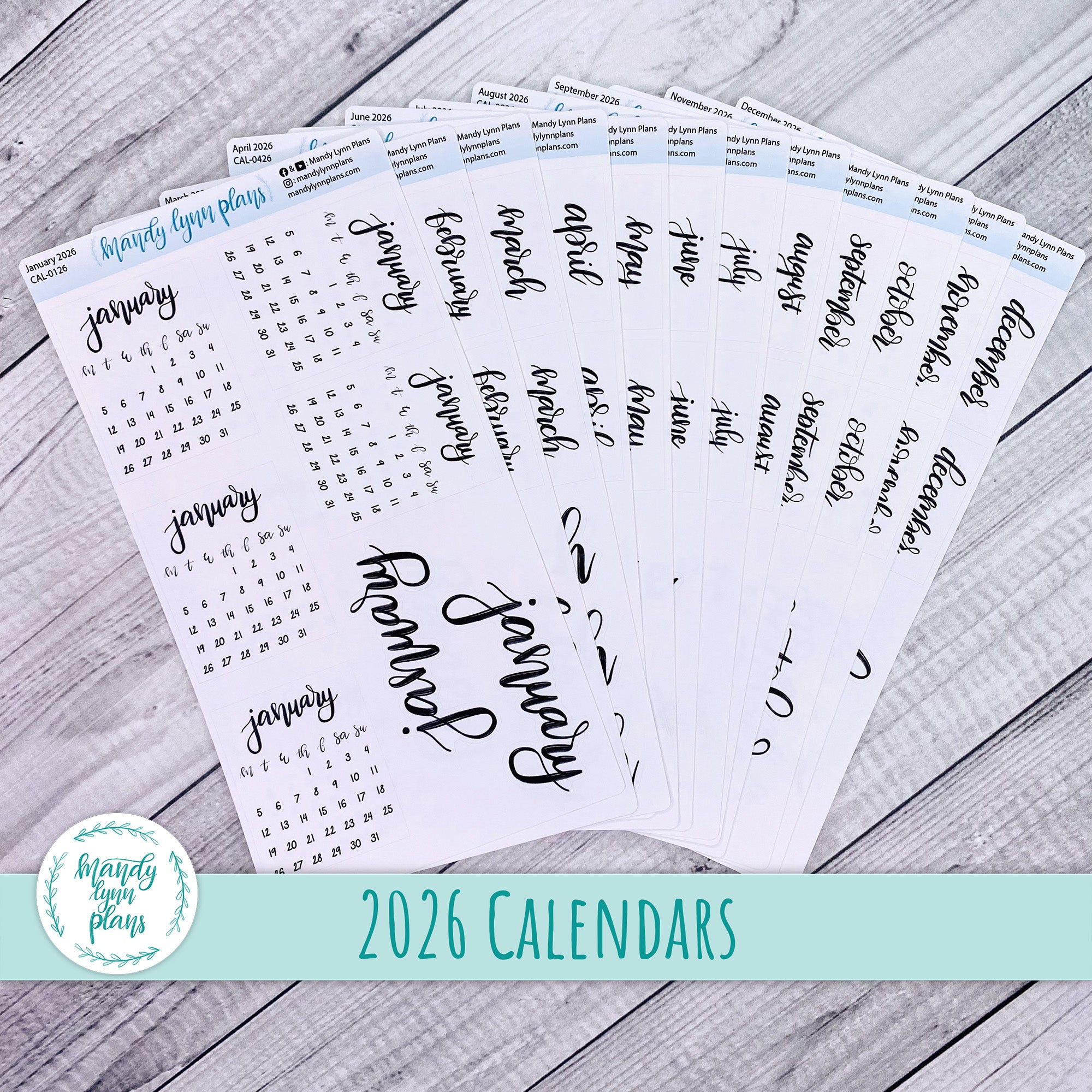 2026 Monthly Calendars || Monday Start – Mandy Lynn Plans