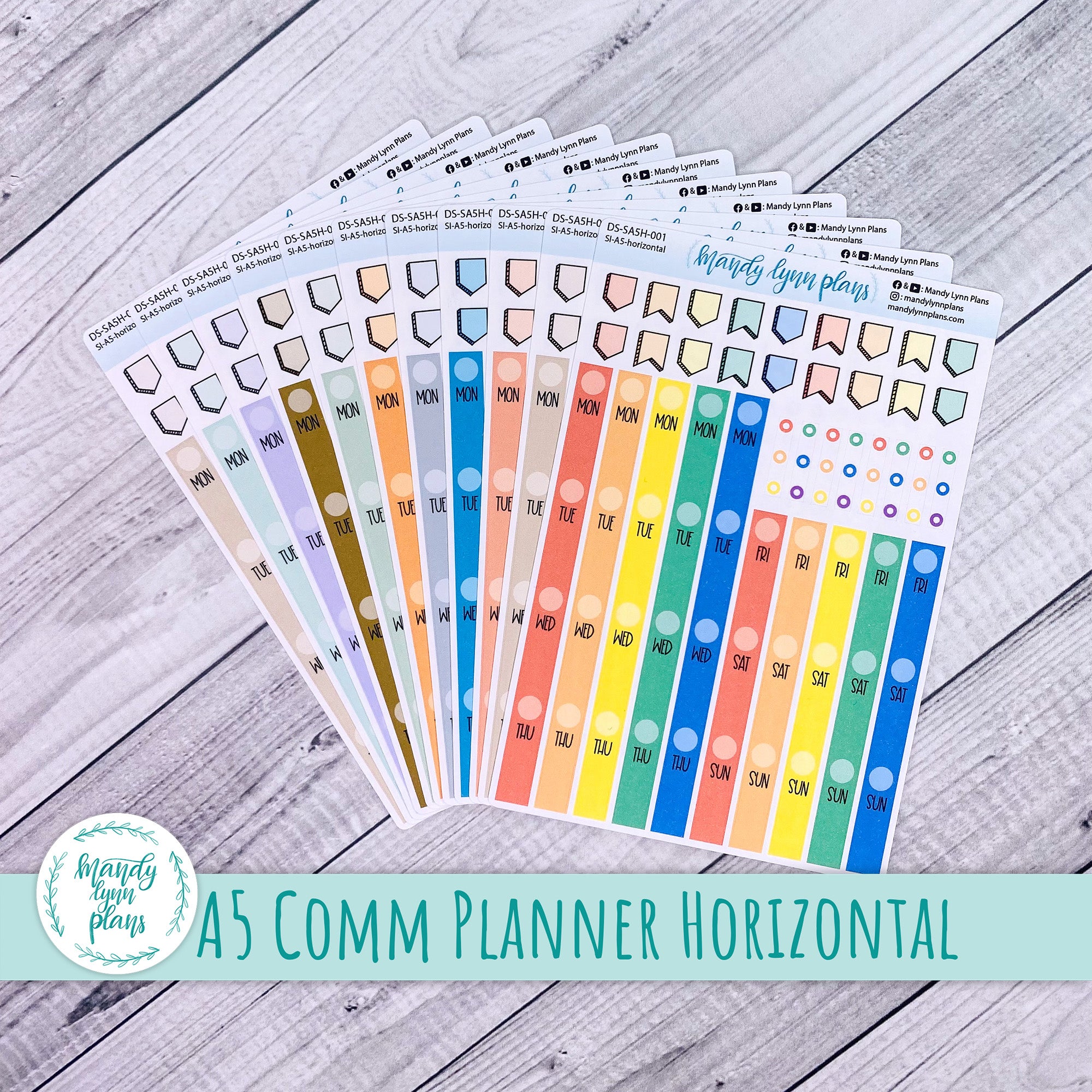 A5 Common Planner Horizontal Weekly Days and Date Cover Strips – Mandy ...
