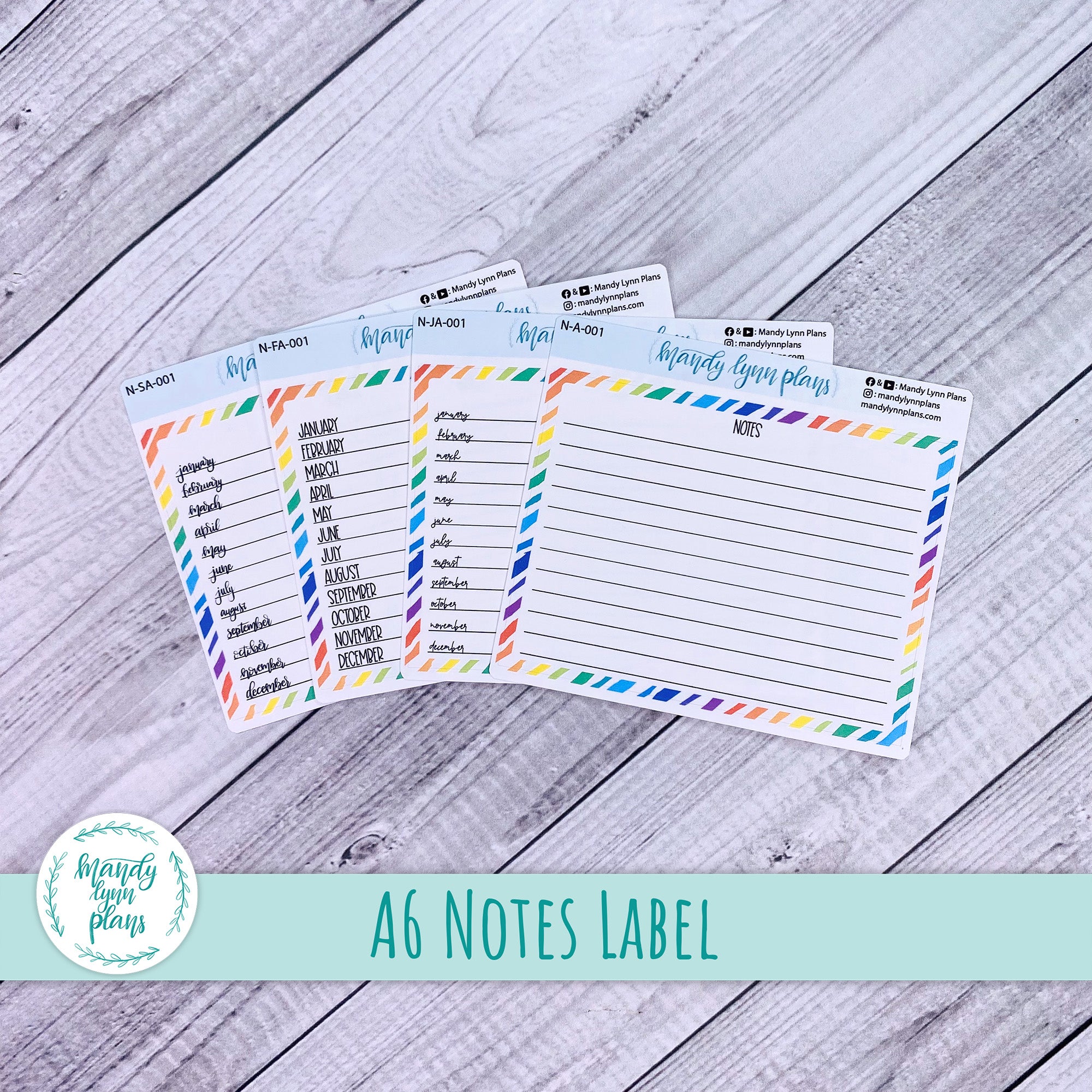 A6 Lined Notes Sticker – Mandy Lynn Plans
