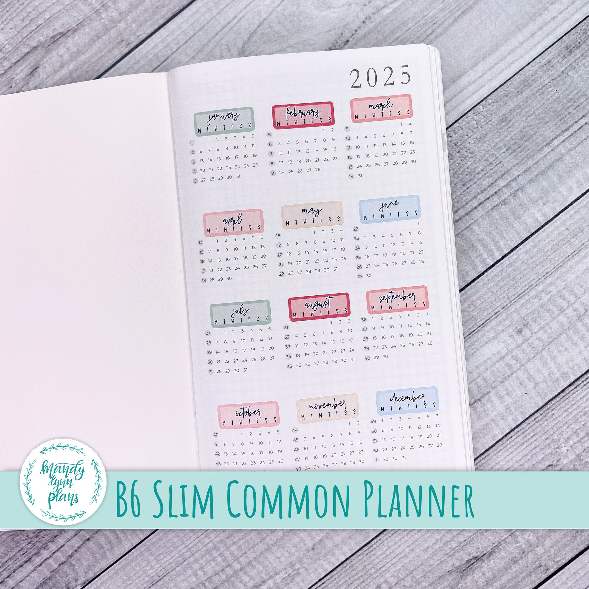 B6 Slim Common Planner Year at a Glance – Mandy Lynn Plans