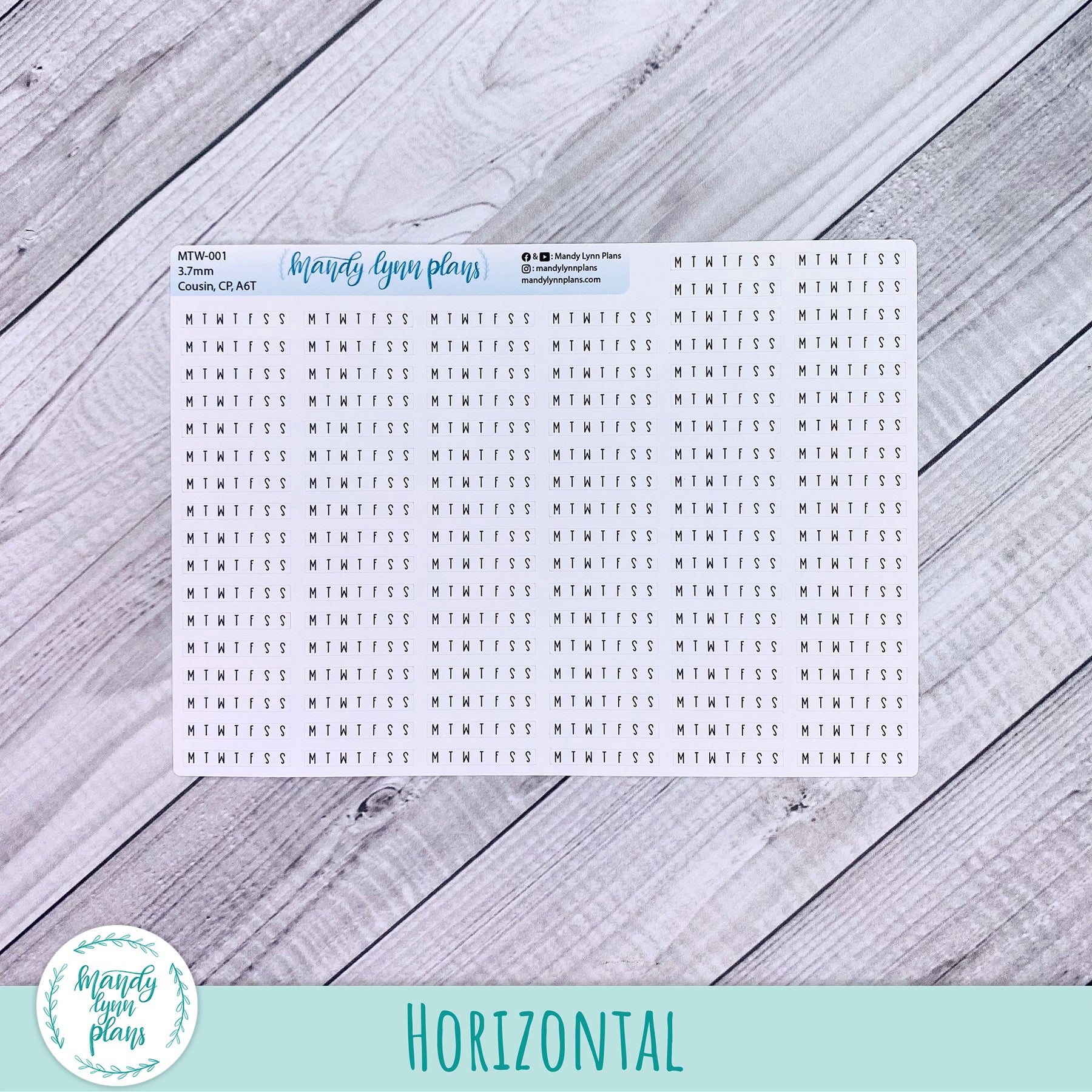 MTWTFSS Horizontal and Vertical Weekly Strips – Mandy Lynn Plans