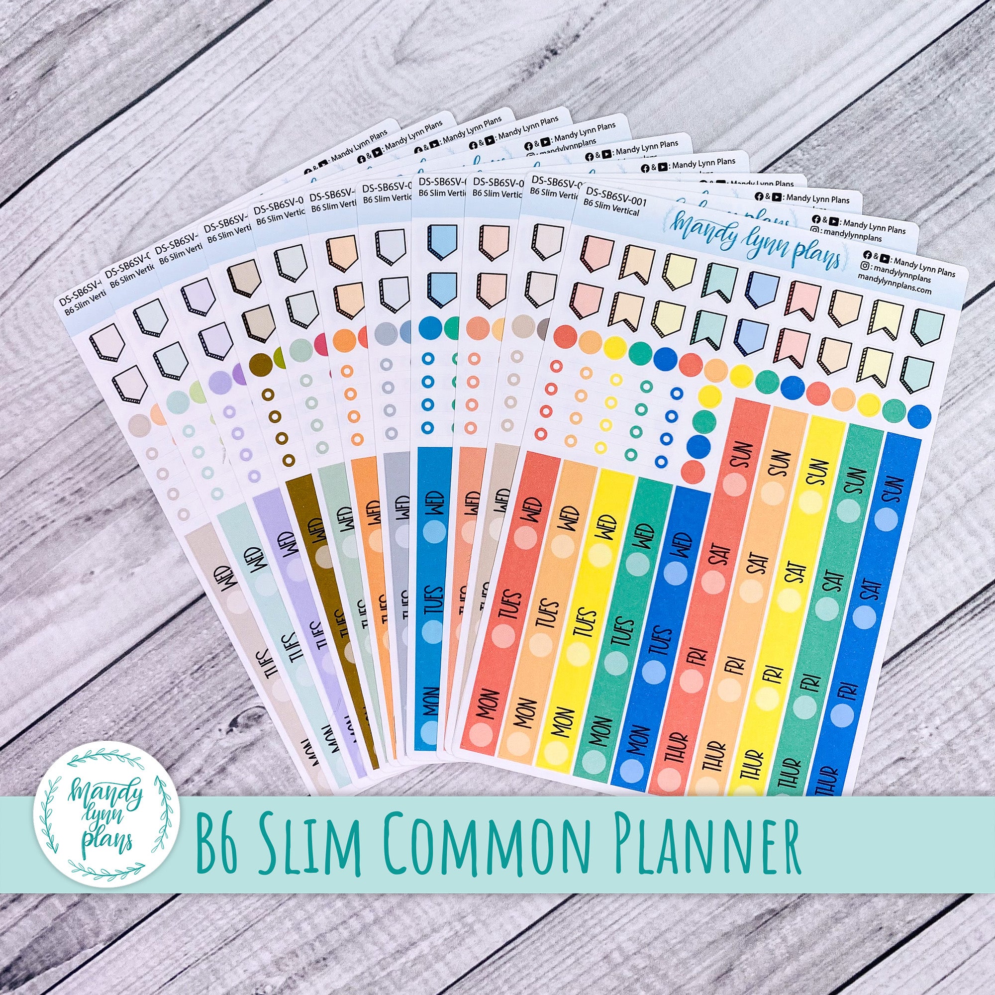 B6 Slim Common Planner Vertical Weekly Days and Date Cover Strips ...
