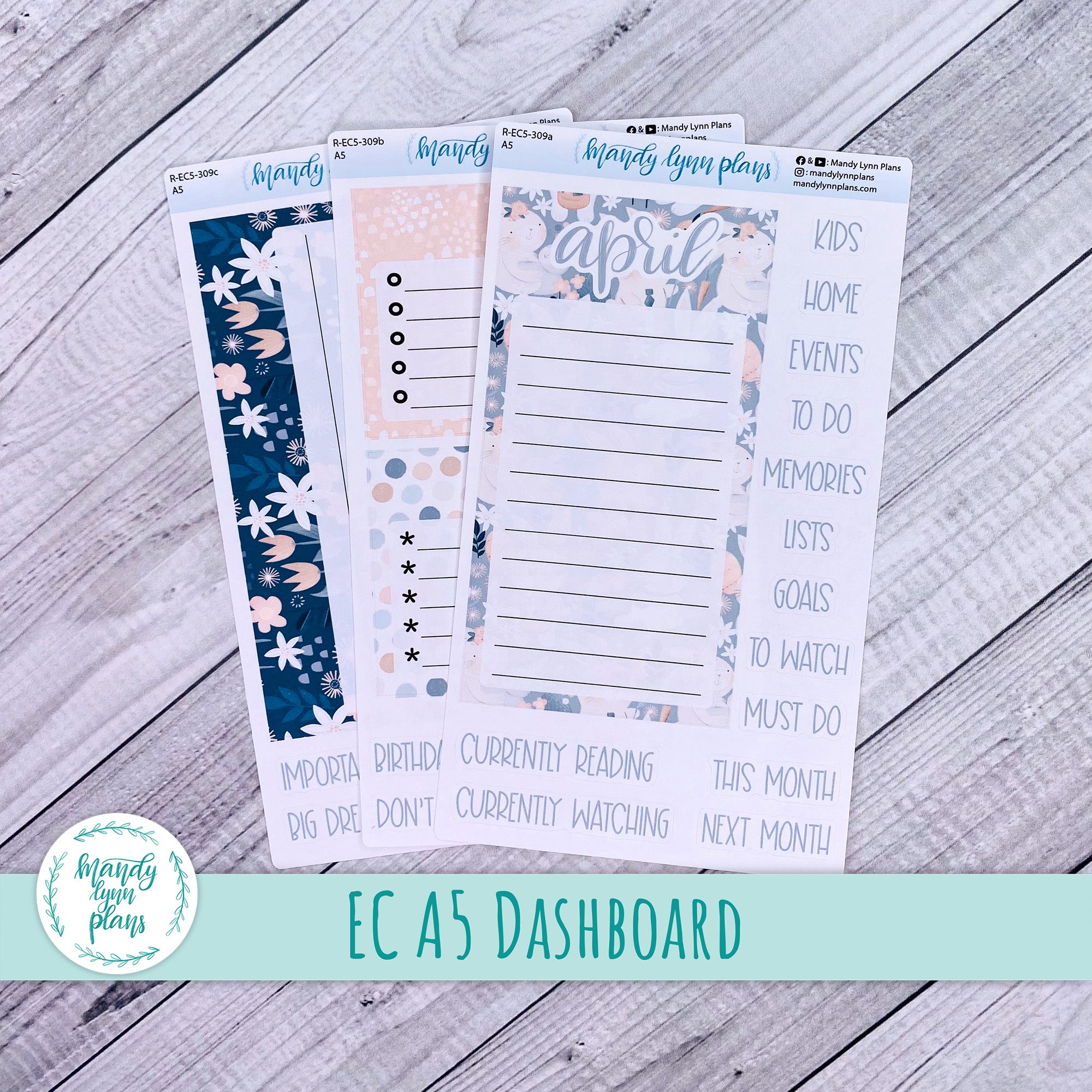 April EC A5 Dashboard Kit || Bunny Bliss || R-EC5-309 – Mandy Lynn Plans