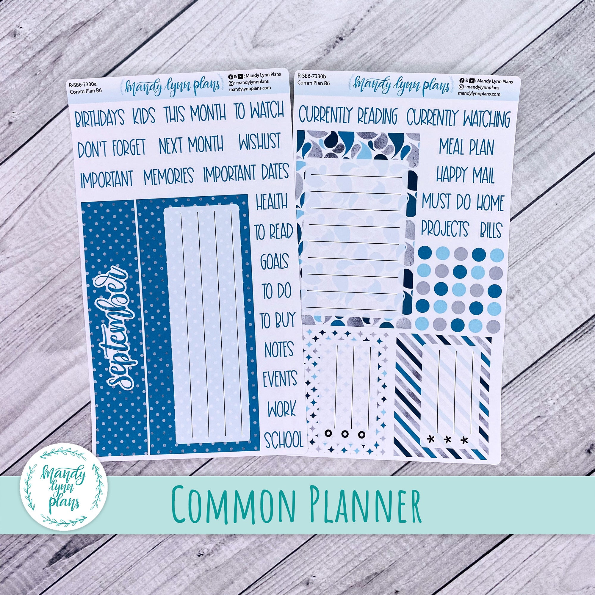 September Common Planner Dashboard || Teal and Silver || 330 – Mandy ...