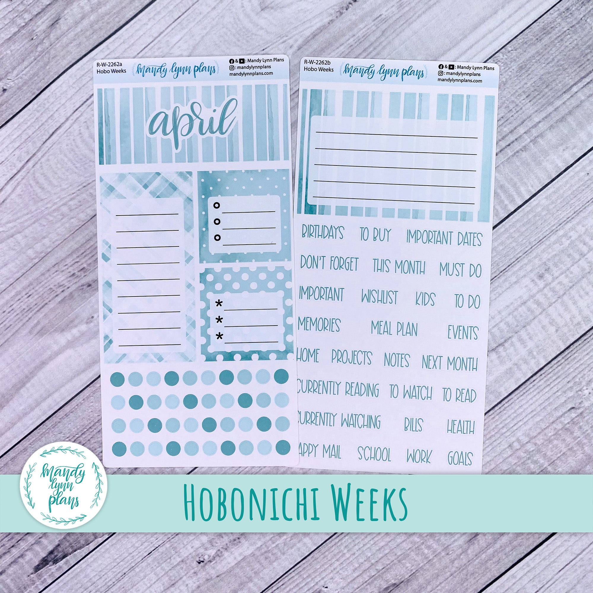 April Hobonichi Weeks Dashboard || Terrific Teal || R-W-2262 – Mandy ...