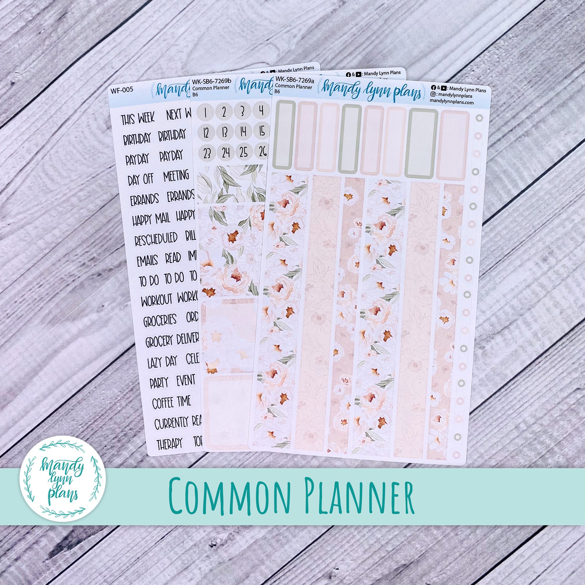 A5, B6, N1 & N2 Common Planner Weekly Kit || Peonies || 269 – Mandy ...