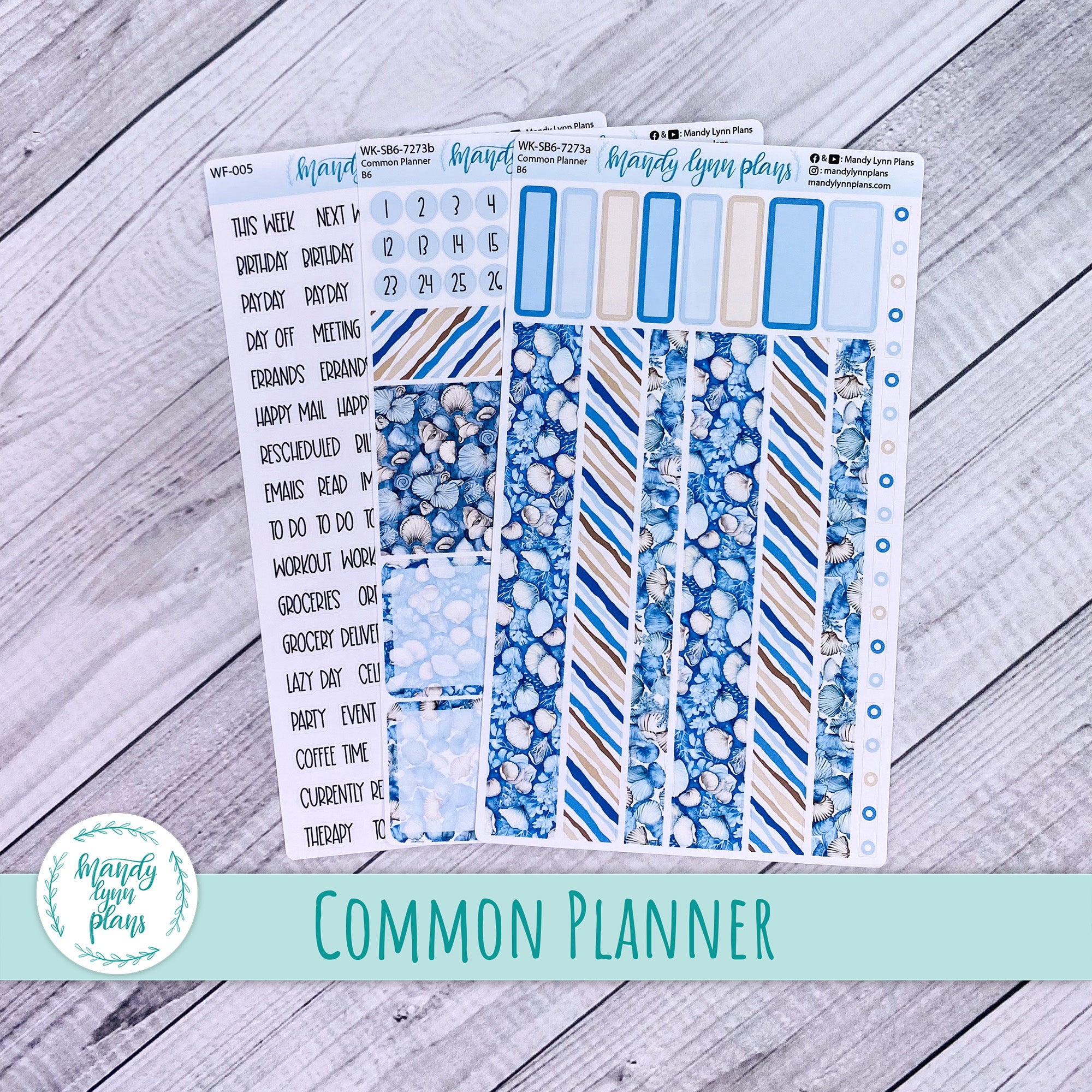 A5, B6, N1 & N2 Common Planner Weekly Kit || Seashells || 273 – Mandy ...