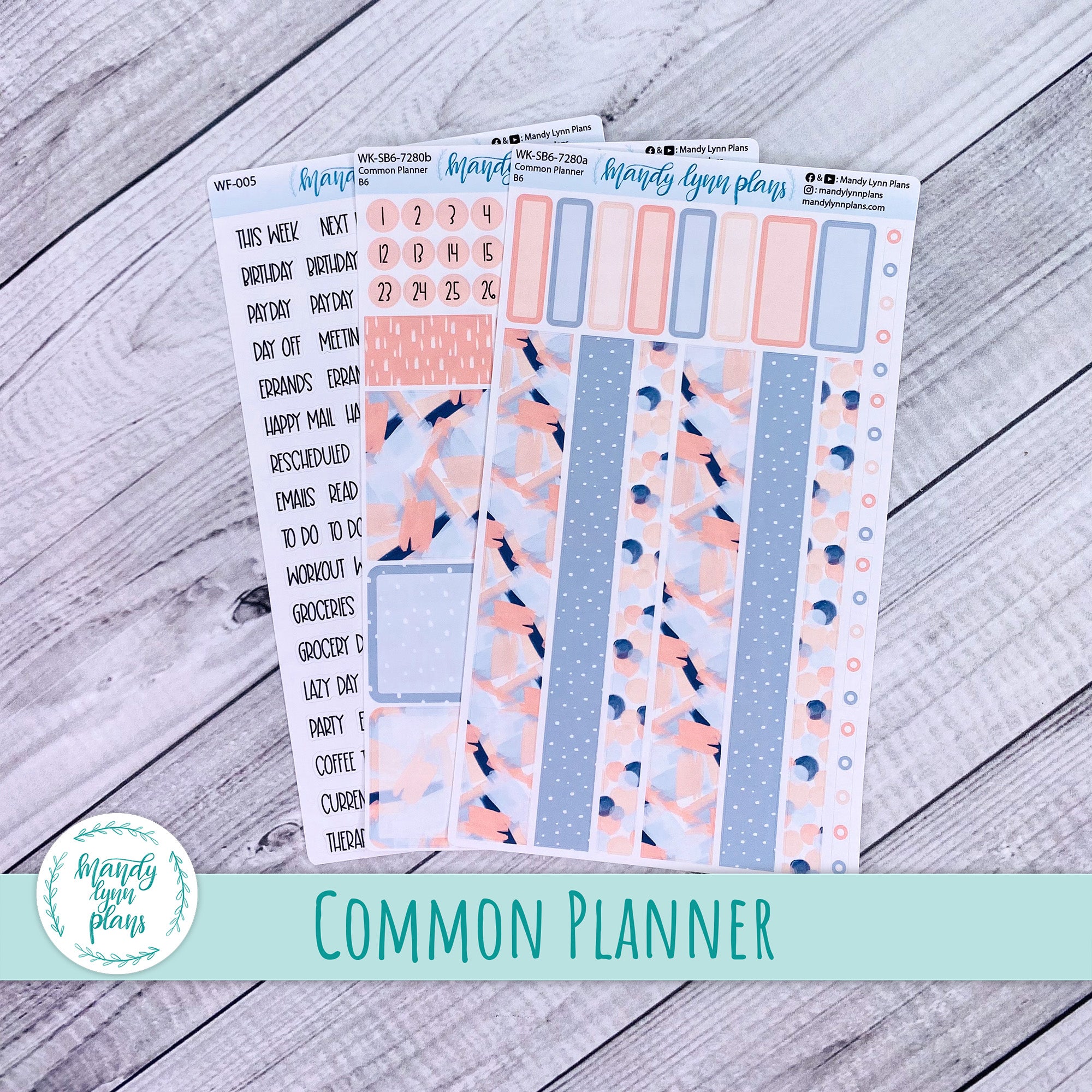 A5, B6, N1 & N2 Common Planner Weekly Kit || Navy Blush || 280 – Mandy ...