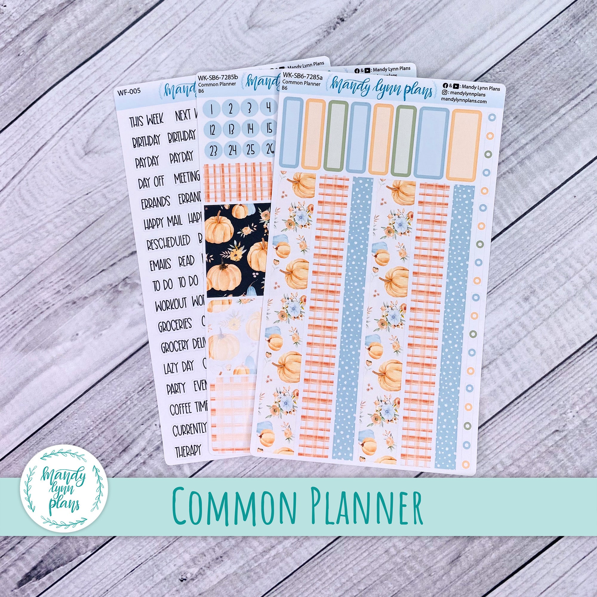 A5, B6, N1 & N2 Common Planner Weekly Kit || Pumpkin Floral || 285 ...