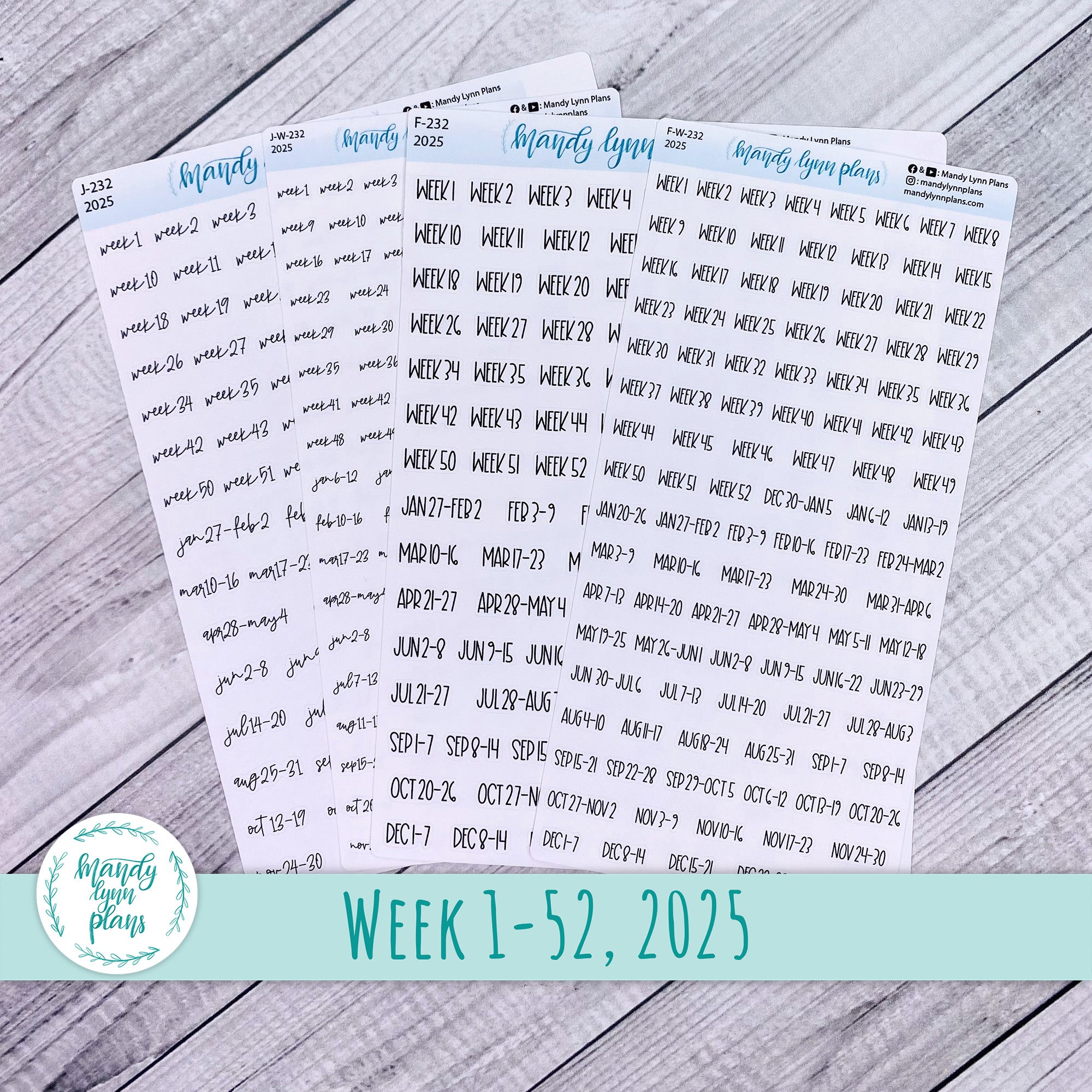 Week 1-52 2025 Yearly Scripts || Monday Start || 232 – Mandy Lynn Plans