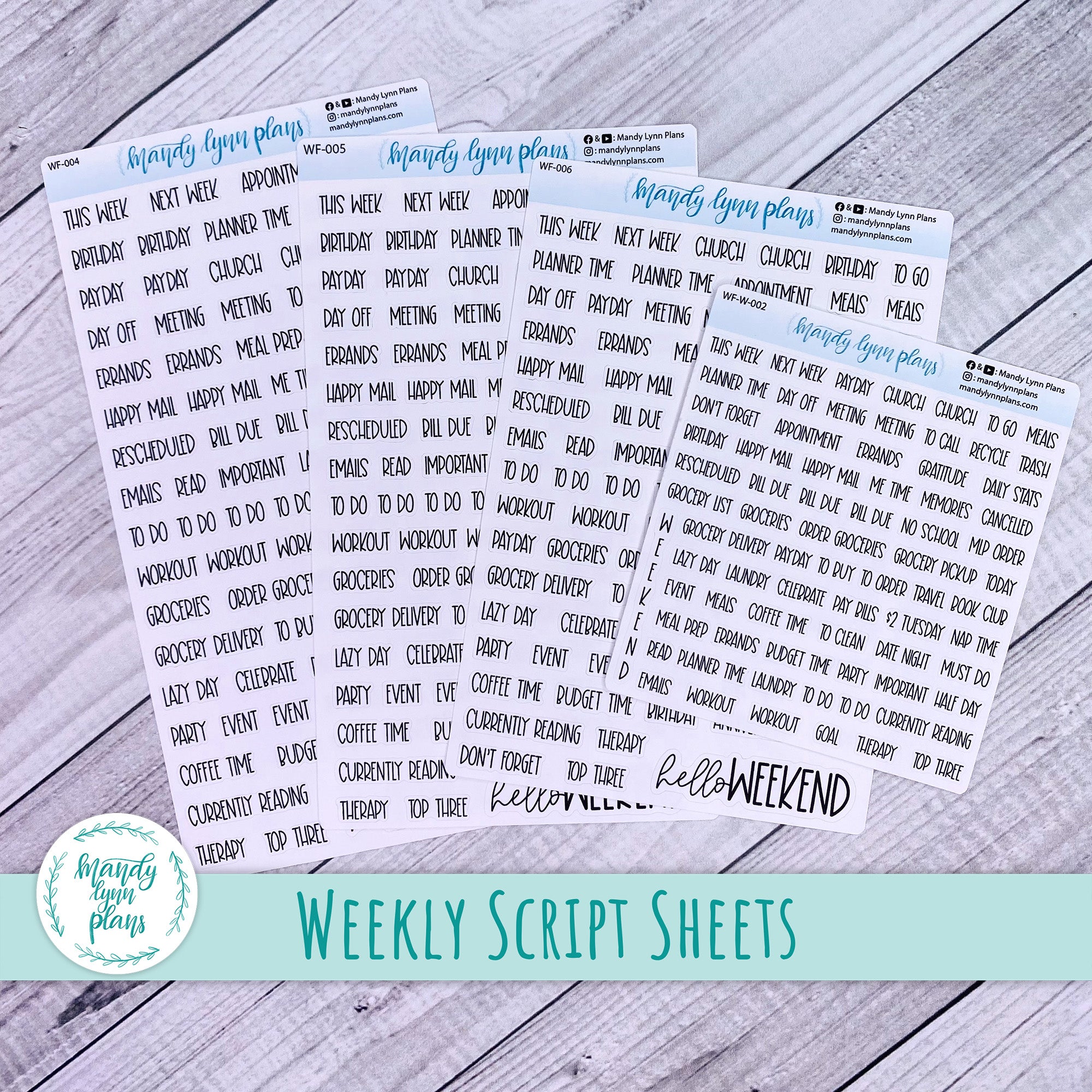 Weekly Script Sheets – Mandy Lynn Plans