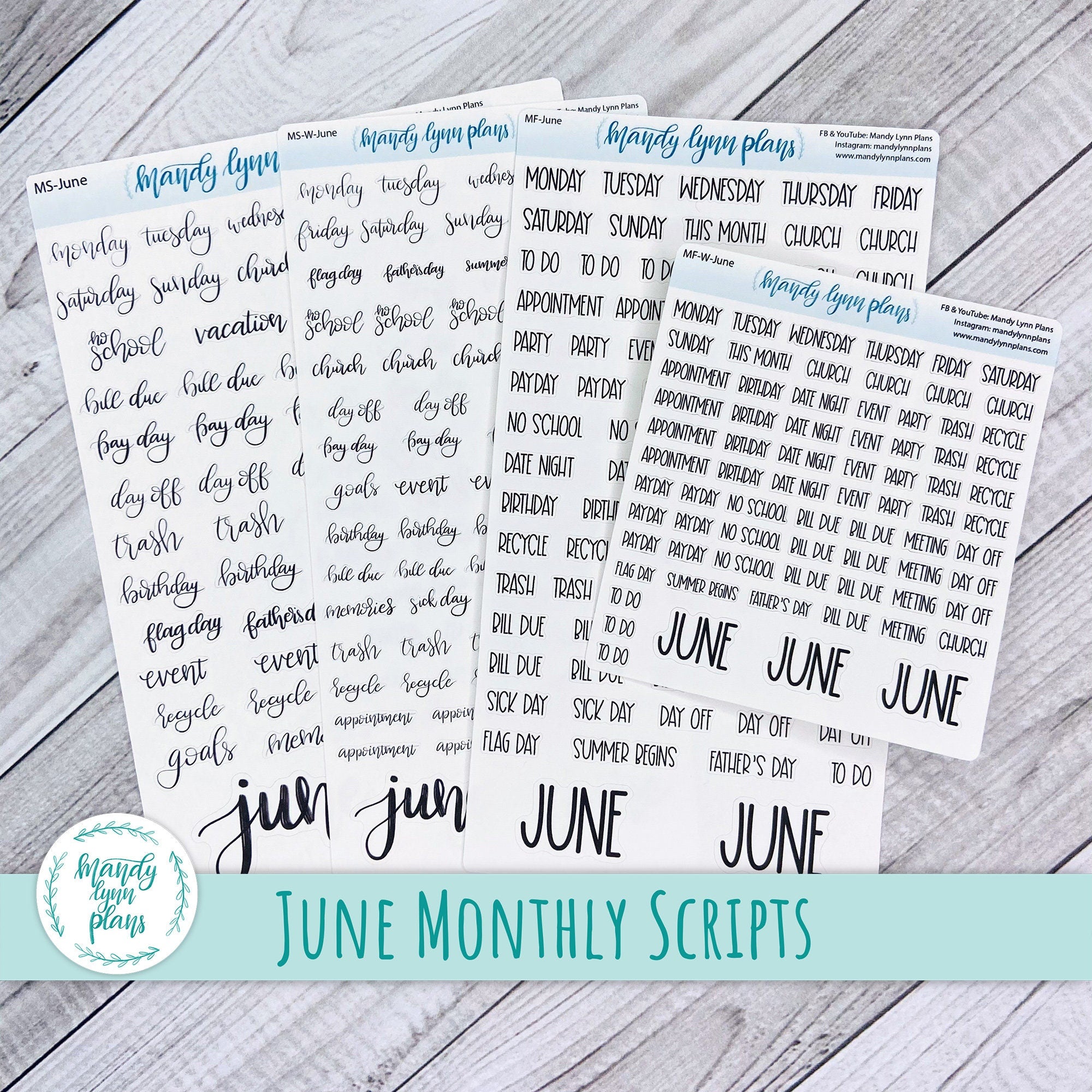 June Monthly Scripts – Mandy Lynn Plans