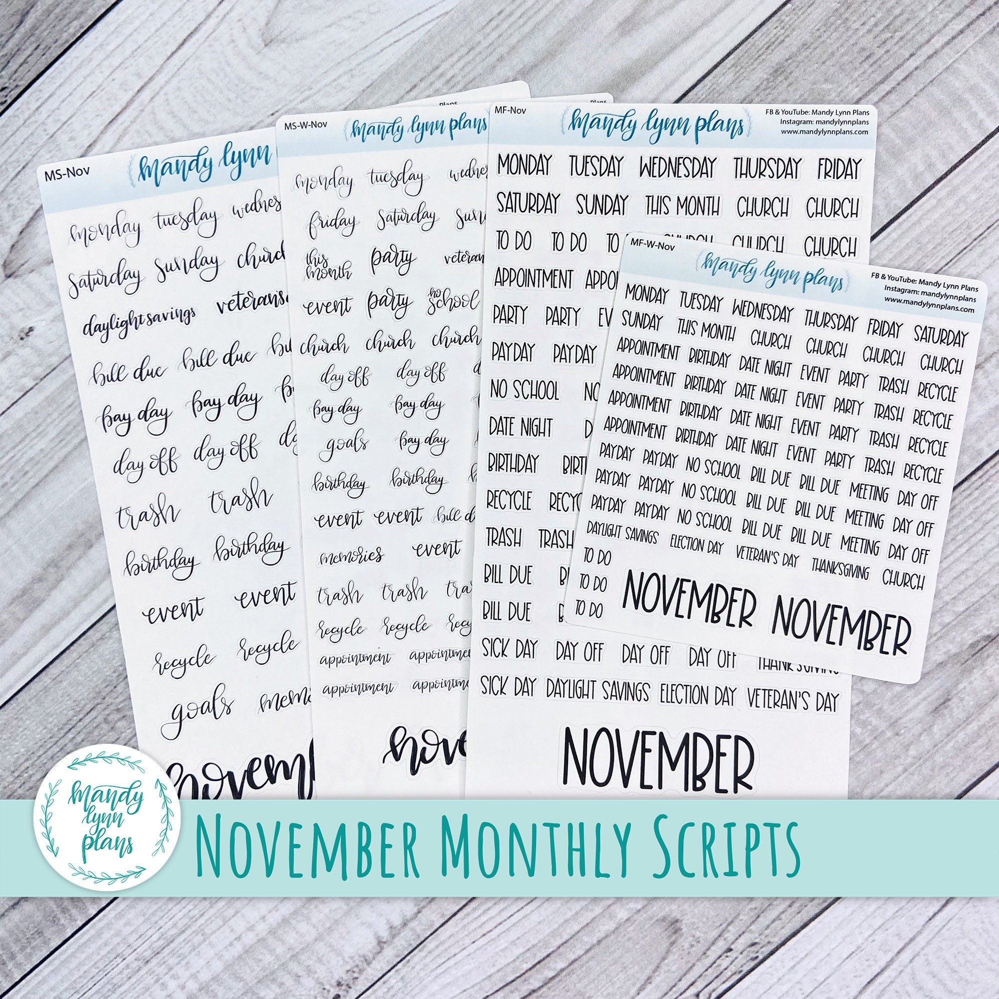 November Monthly Scripts – Mandy Lynn Plans