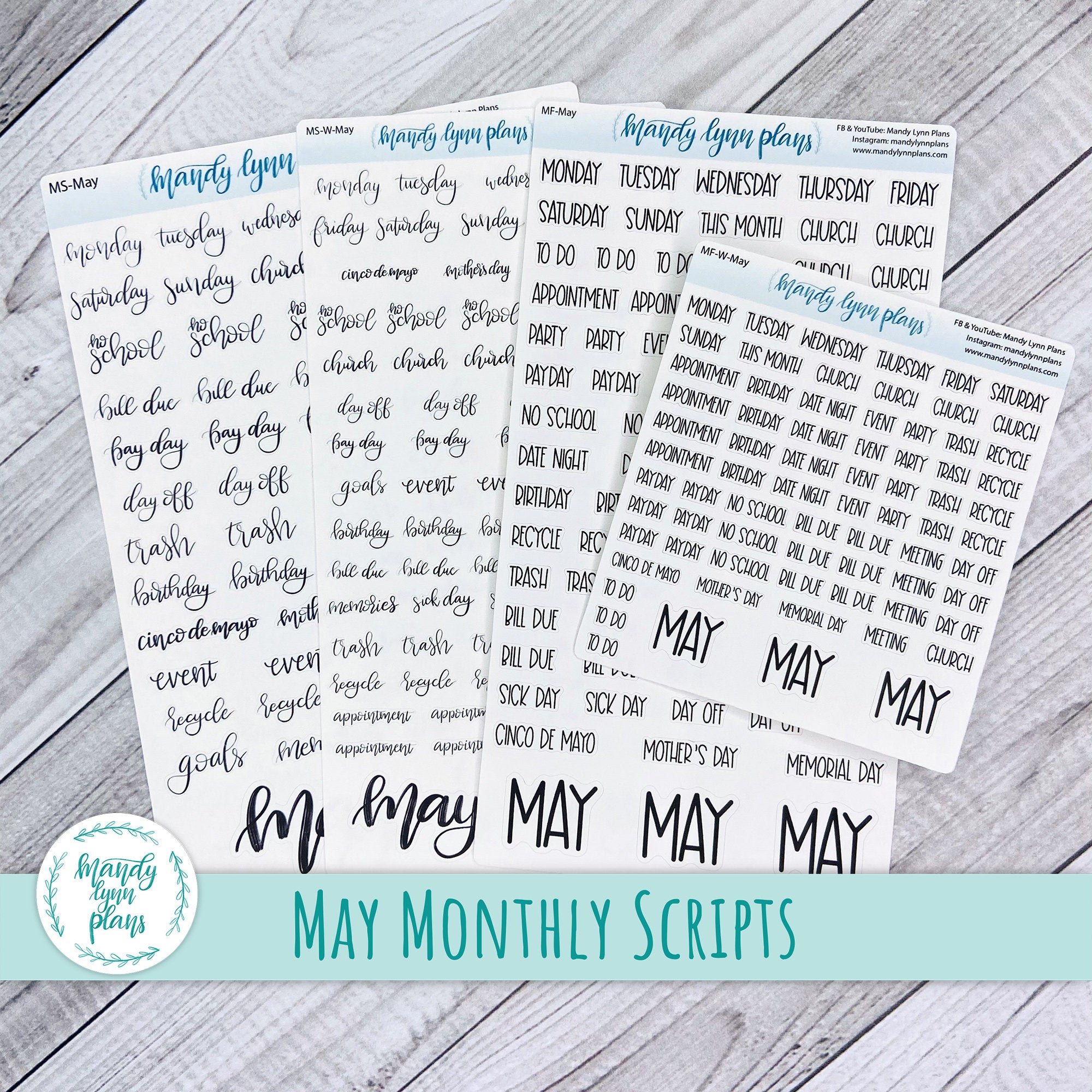 May Monthly Scripts – Mandy Lynn Plans