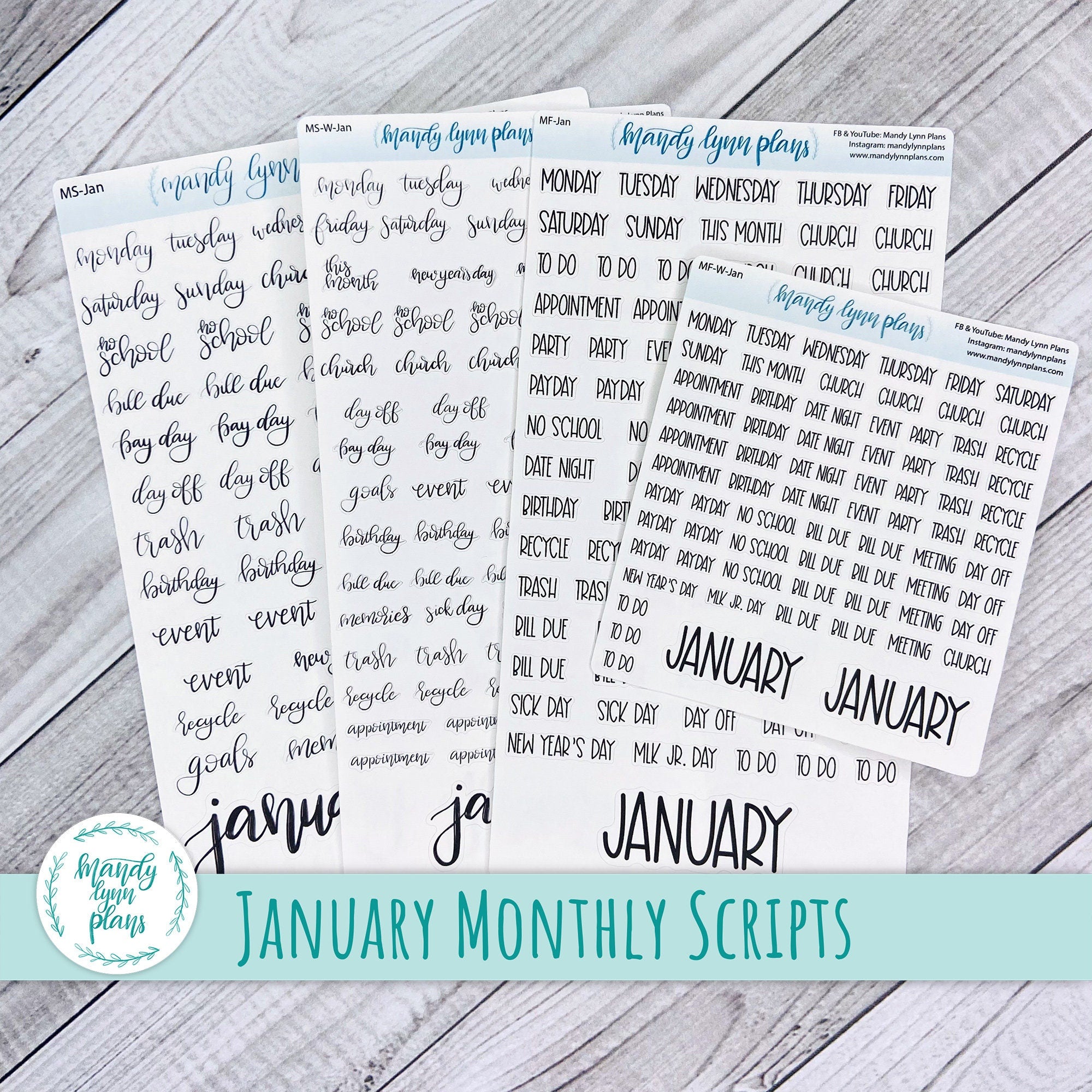 January Monthly Scripts – Mandy Lynn Plans