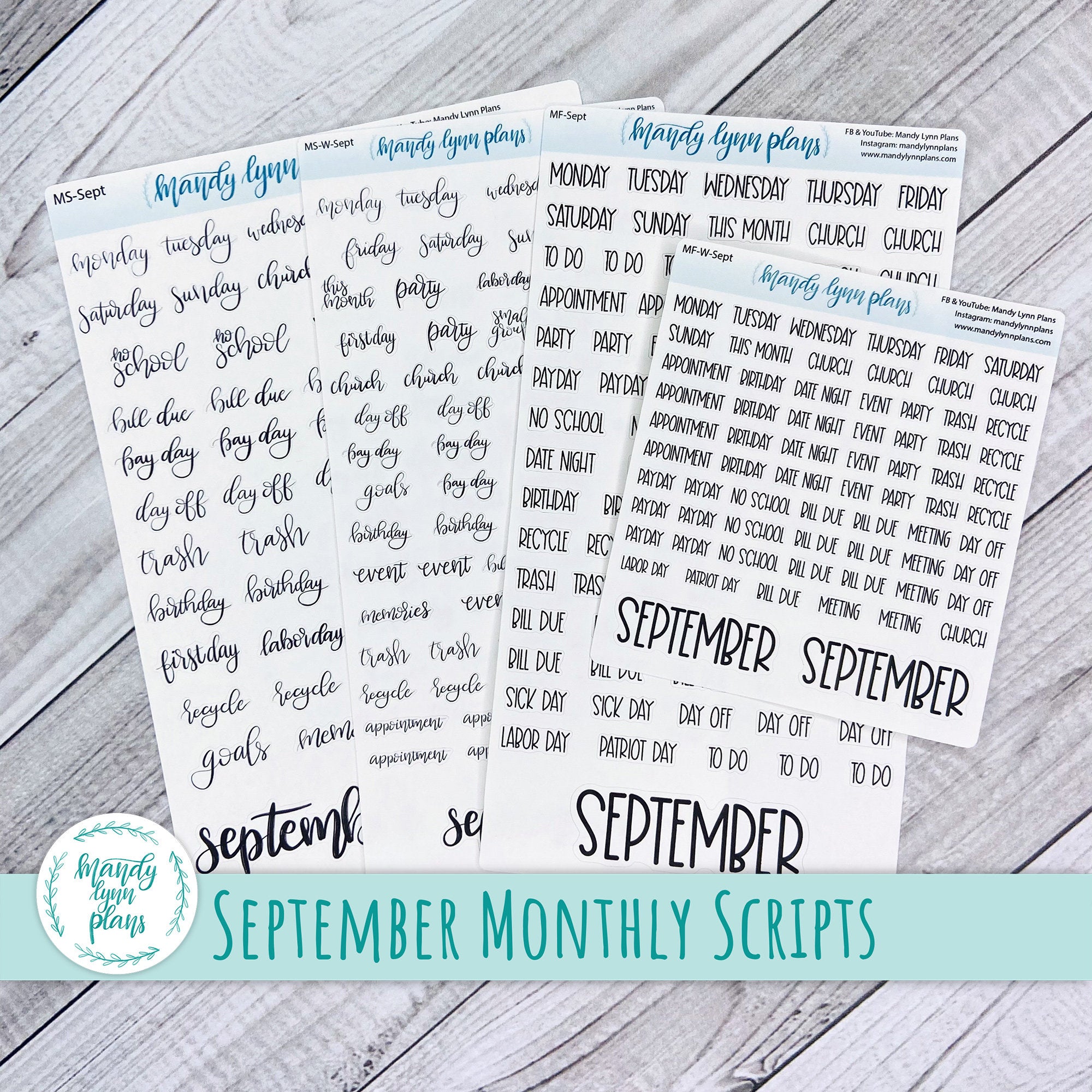 September Monthly Scripts – Mandy Lynn Plans